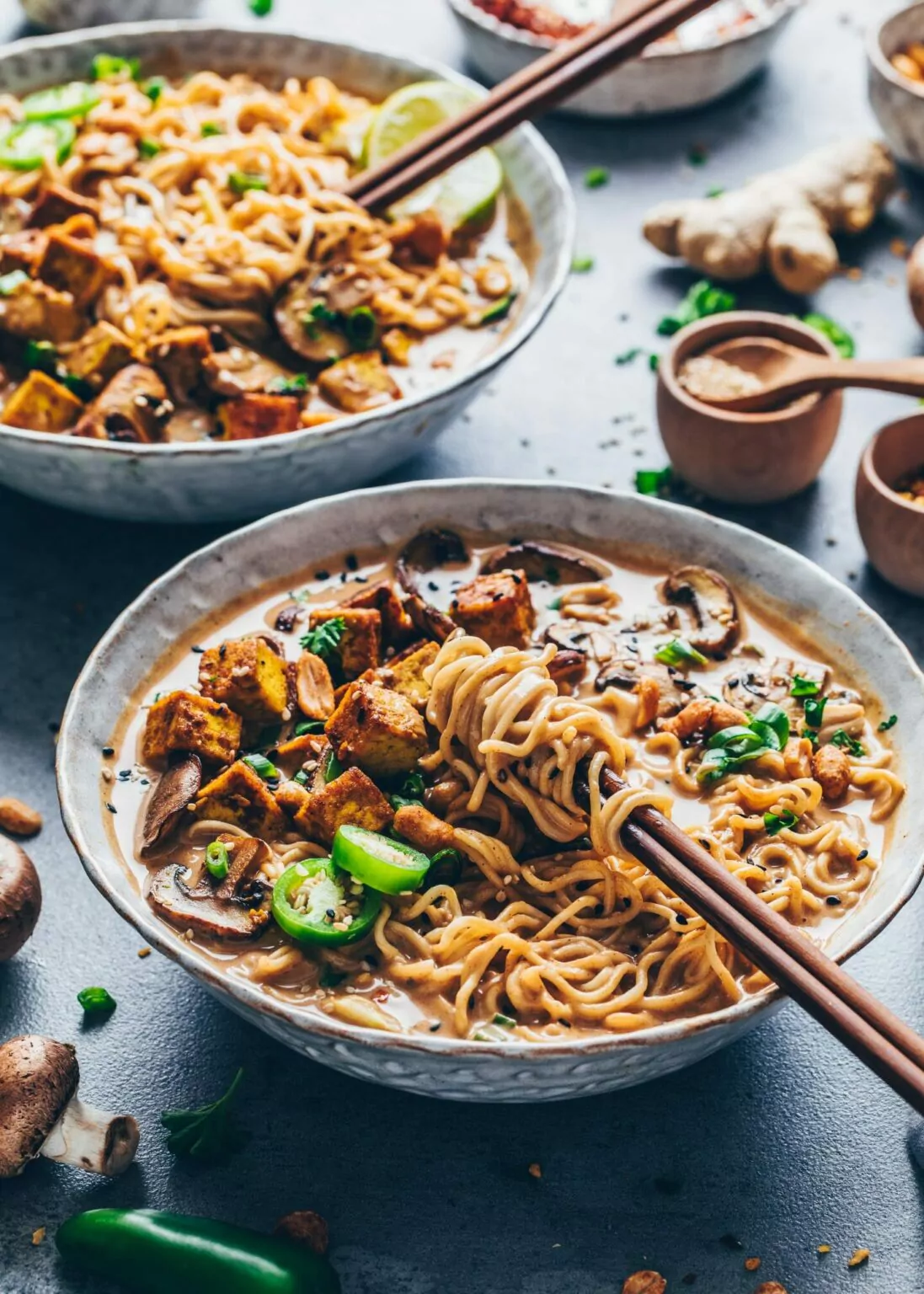 Thai Peanut Ramen Noodle Soup - Vegan - Bianca Zapatka | Recipes