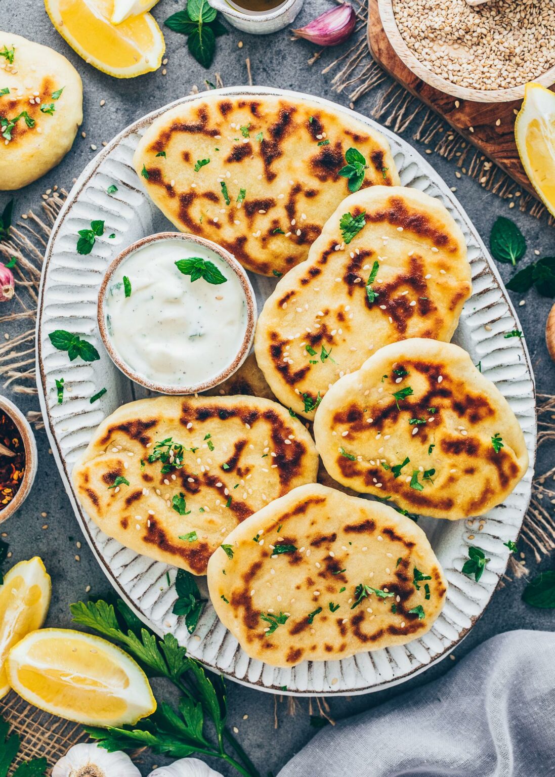 Skillet Flatbread Recipe | Easy No Yeast Naan - Bianca Zapatka | Recipes