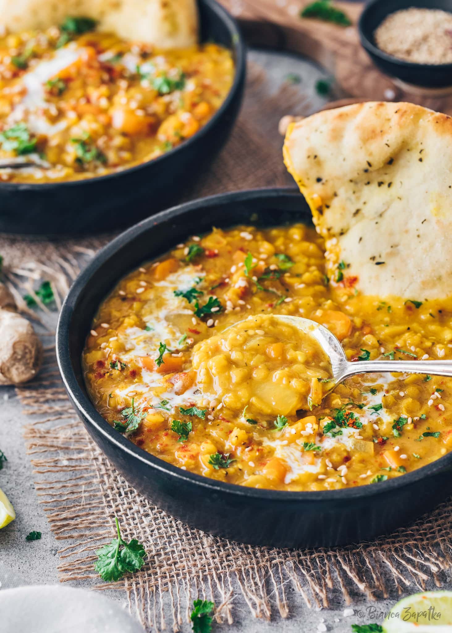Golden Lentil Soup | Yellow Lentil Dal (Vegan) - Bianca Zapatka | Recipes