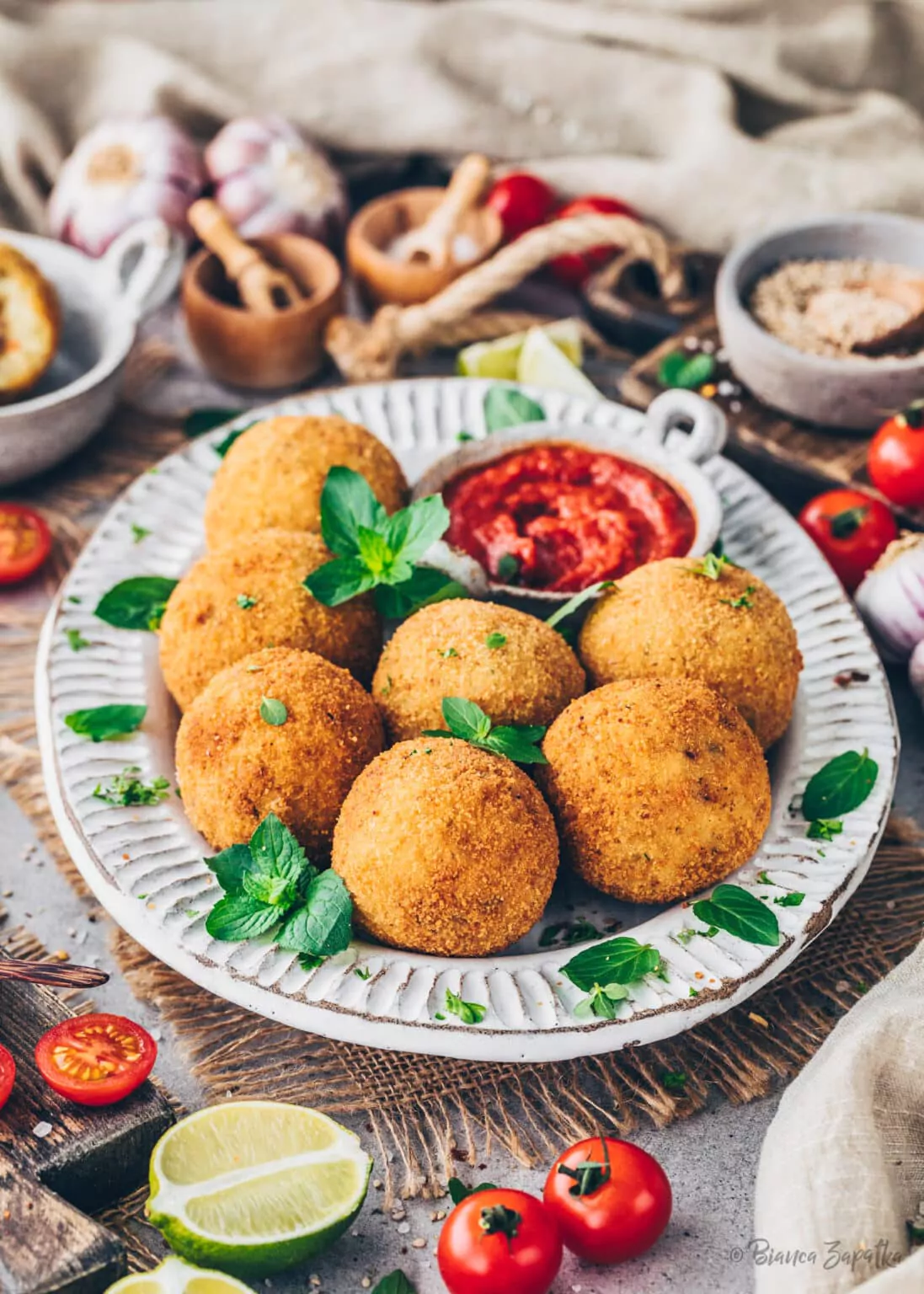 Vegan Arancini Rice Balls with Mushroom filling - Bianca Zapatka | Recipes