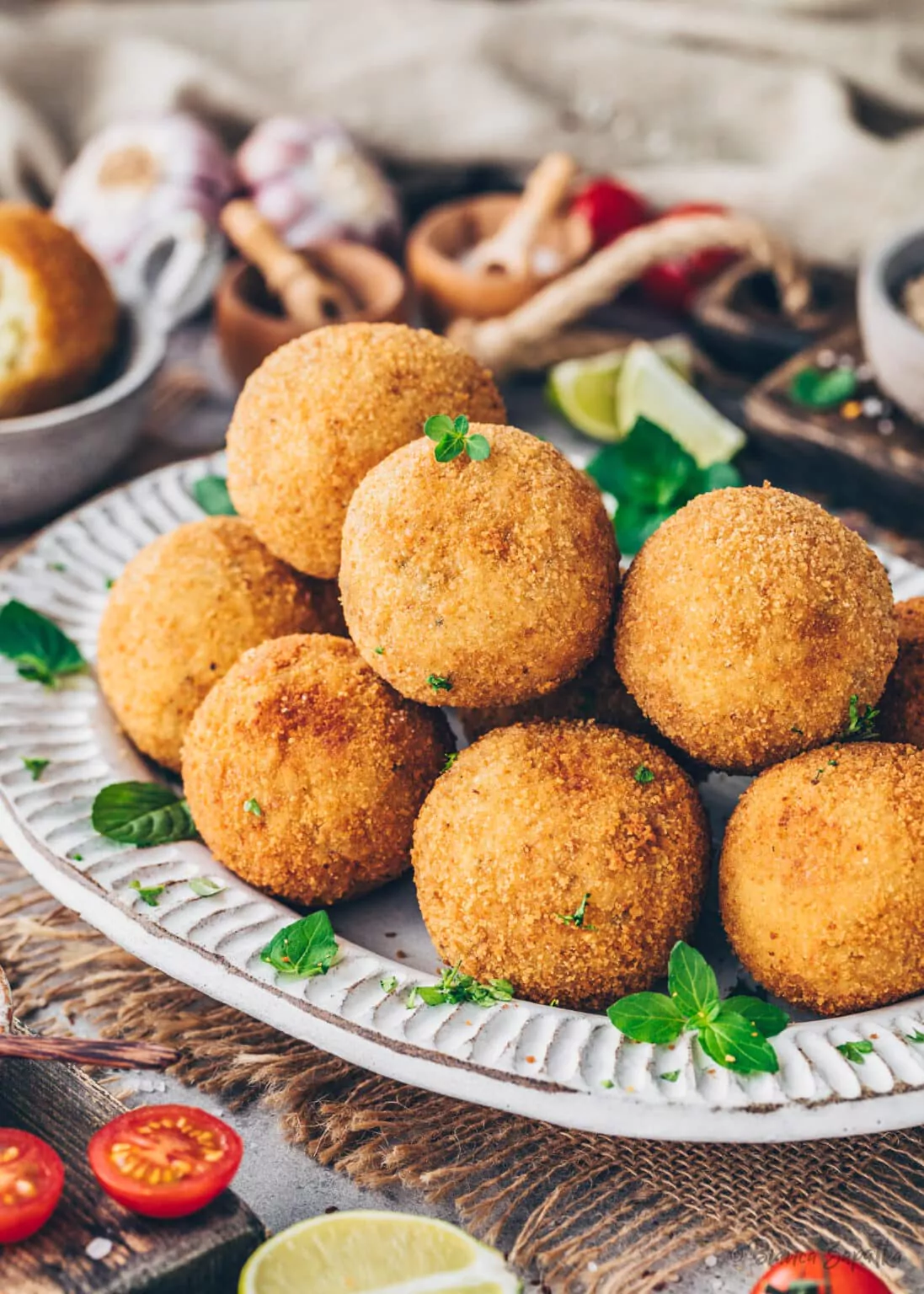 Vegan Arancini Rice Balls with Mushroom filling - Bianca Zapatka | Recipes